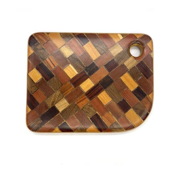 Unbranded | Holiday | Multi Wood Tiled Design Inlay Cutting Board 1 X ...